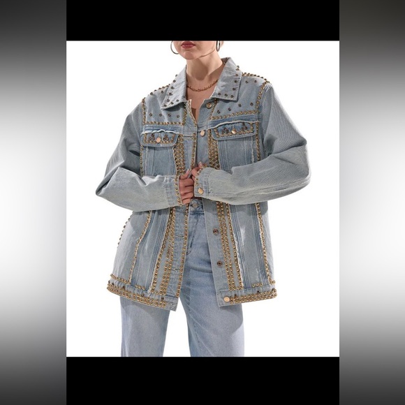 Azalea Wang | Jackets & Coats | Nwt Sable Studded Gold Point Denim ...